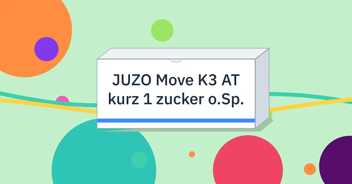 Symbolbild: Packung mit der Aufschrift JUZO Move K3 AT kurz 1 zucker o.Sp. (PZN 20684414) – Verfügbarkeit und Bezug in Apotheken in Frankfurt am Main