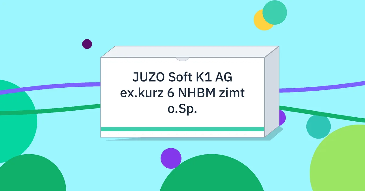 Symbolbild: Packung mit der Aufschrift JUZO Soft K1 AG ex.kurz 6 NHBM zimt o.Sp. (PZN 14997043) – Verfügbarkeit und Bezug in Apotheken in Frankfurt am Main