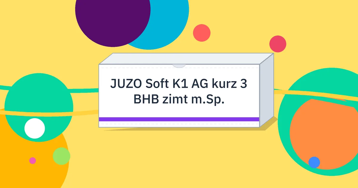 Symbolbild: Packung mit der Aufschrift JUZO Soft K1 AG kurz 3 BHB zimt m.Sp. (PZN 14822065) – Verfügbarkeit und Bezug in Apotheken in Frankfurt am Main