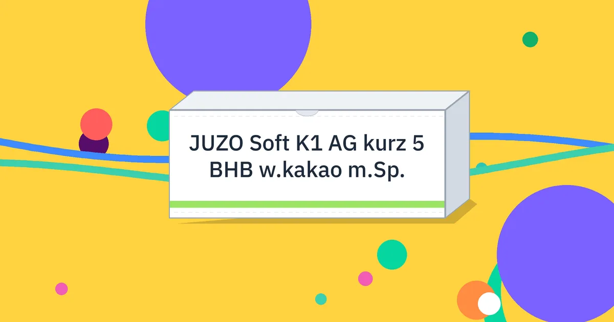 Symbolbild: Packung mit der Aufschrift JUZO Soft K1 AG kurz 5 BHB w.kakao m.Sp. (PZN 14838474) – Verfügbarkeit und Bezug in Apotheken in Frankfurt am Main