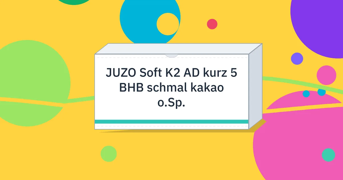 Symbolbild: Packung mit der Aufschrift JUZO Soft K2 AD kurz 5 BHB schmal kakao o.Sp. (PZN 15468074) – Verfügbarkeit und Bezug in Apotheken in Frankfurt am Main