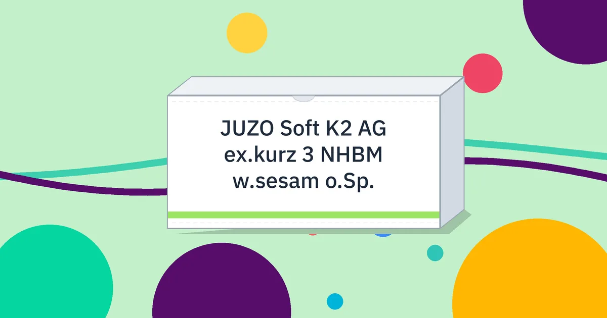 Symbolbild: Packung mit der Aufschrift JUZO Soft K2 AG ex.kurz 3 NHBM w.sesam o.Sp. (PZN 15021870) – Verfügbarkeit und Bezug in Apotheken in Frankfurt am Main