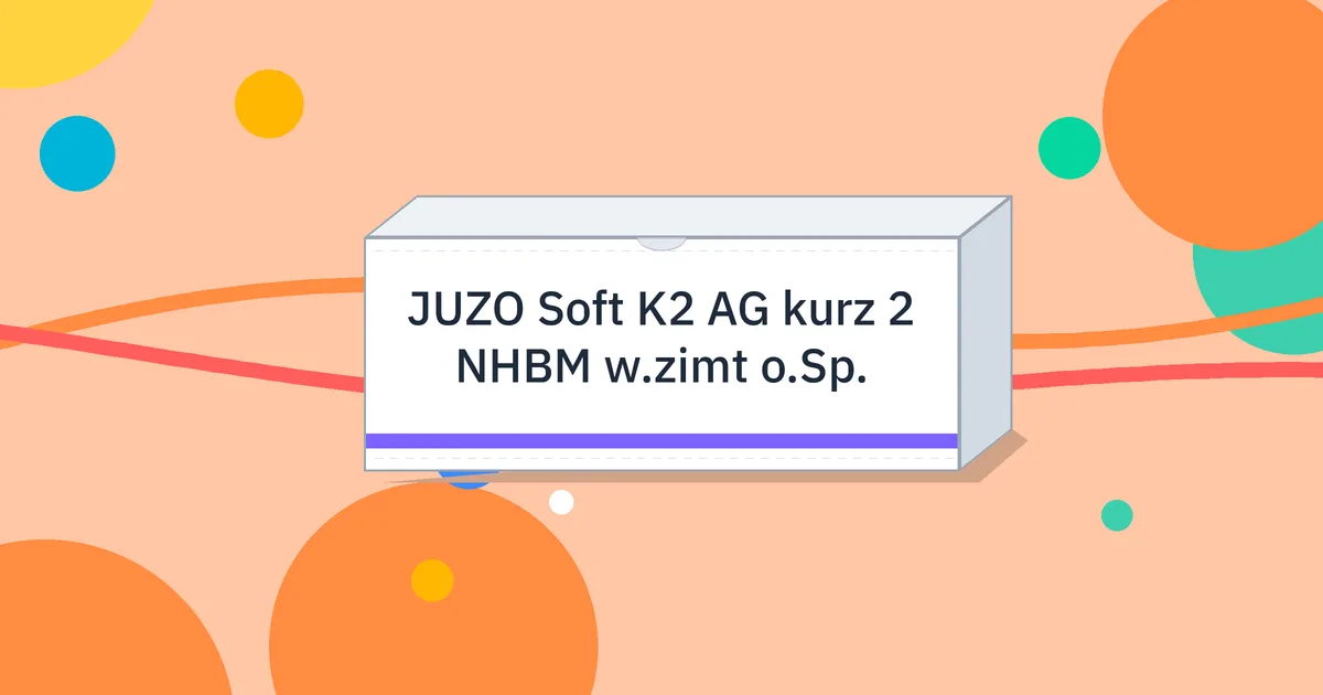 Symbolbild: Packung mit der Aufschrift JUZO Soft K2 AG kurz 2 NHBM w.zimt o.Sp. (PZN 14998137) – Verfügbarkeit und Bezug in Apotheken in Frankfurt am Main