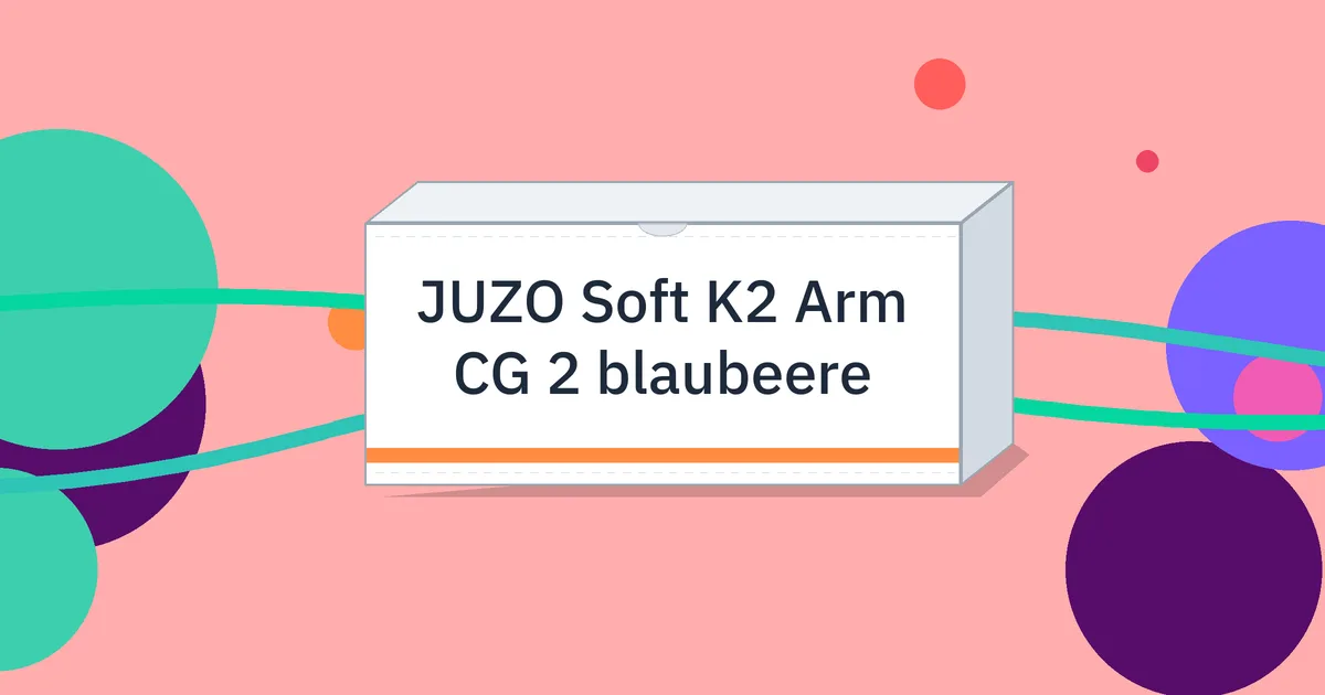 Symbolbild: Packung mit der Aufschrift JUZO Soft K2 Arm CG 2 blaubeere (PZN 15512183) – Verfügbarkeit und Bezug in Apotheken in Frankfurt am Main