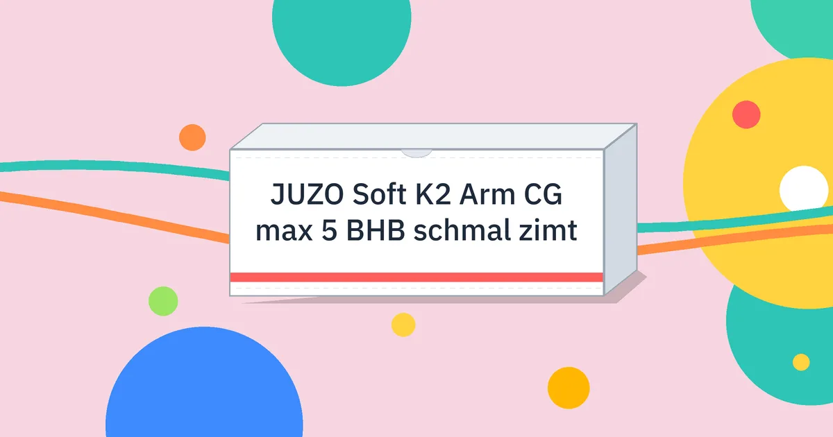 Symbolbild: Packung mit der Aufschrift JUZO Soft K2 Arm CG max 5 BHB schmal zimt (PZN 15513194) – Verfügbarkeit und Bezug in Apotheken in Frankfurt am Main
