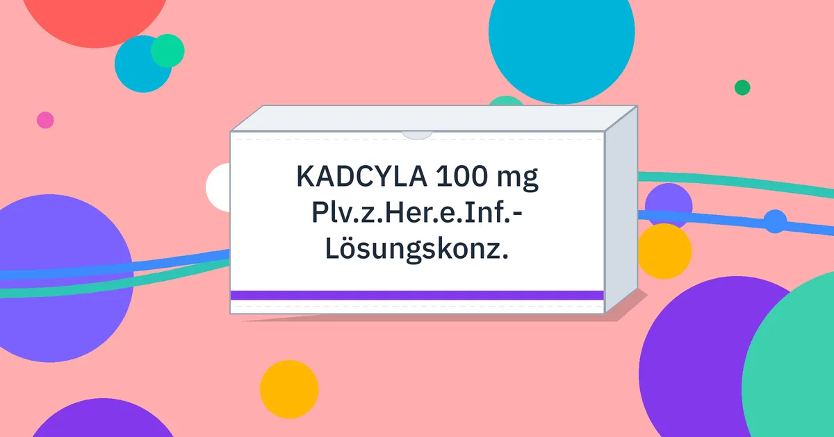 Symbolbild: Packung mit der Aufschrift KADCYLA 100 mg Plv.z.Her.e.Inf.-Lösungskonz. (PZN 02589385) – Verfügbarkeit und Bezug in Apotheken in Frankfurt am Main