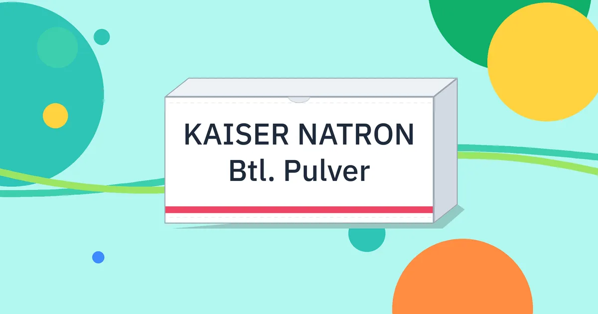 Symbolbild: Packung mit der Aufschrift KAISER NATRON Btl. Pulver (PZN 01420649) – Verfügbarkeit und Bezug in Apotheken in Frankfurt am Main