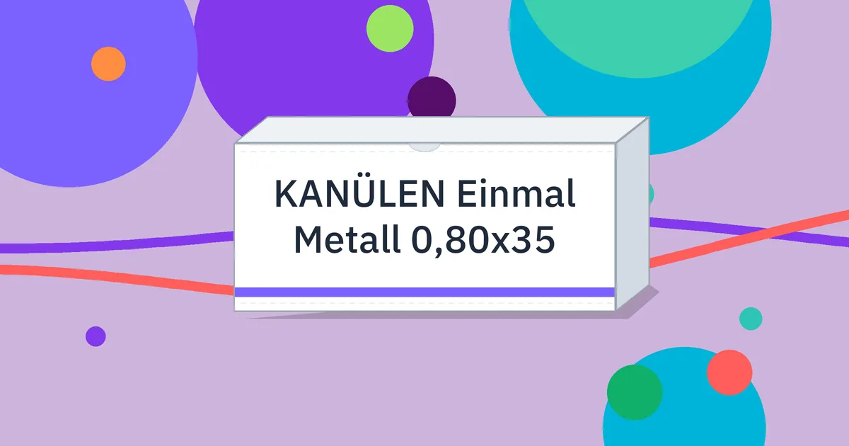 Symbolbild: Packung mit der Aufschrift KANÜLEN Einmal Metall 0,80x35 (PZN 01729306) – Verfügbarkeit und Bezug in Apotheken in Frankfurt am Main
