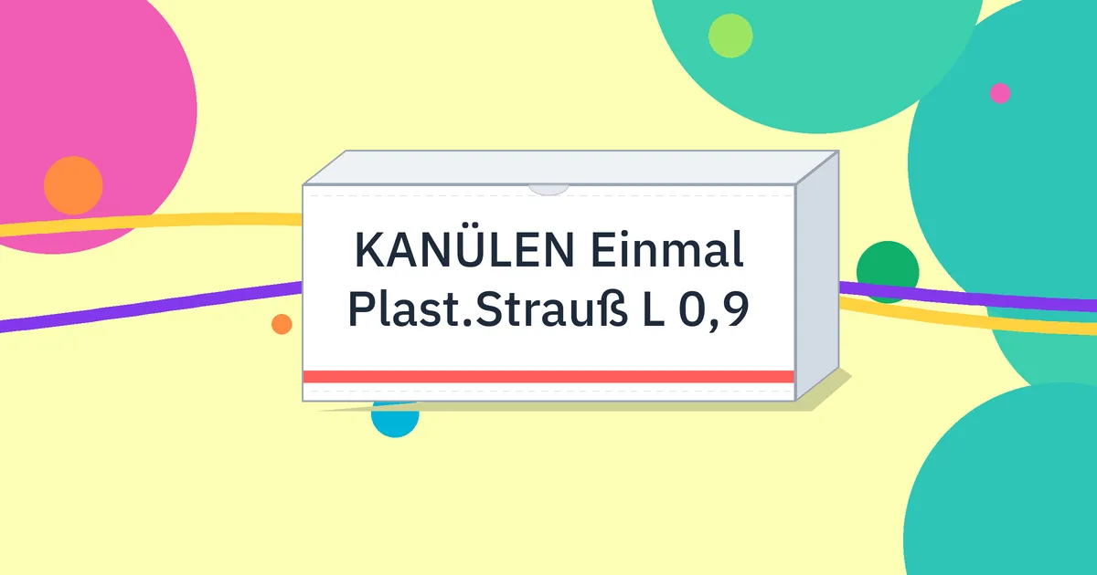 Symbolbild: Packung mit der Aufschrift KANÜLEN Einmal Plast.Strauß L 0,9 (PZN 02441010) – Verfügbarkeit und Bezug in Apotheken in Frankfurt am Main