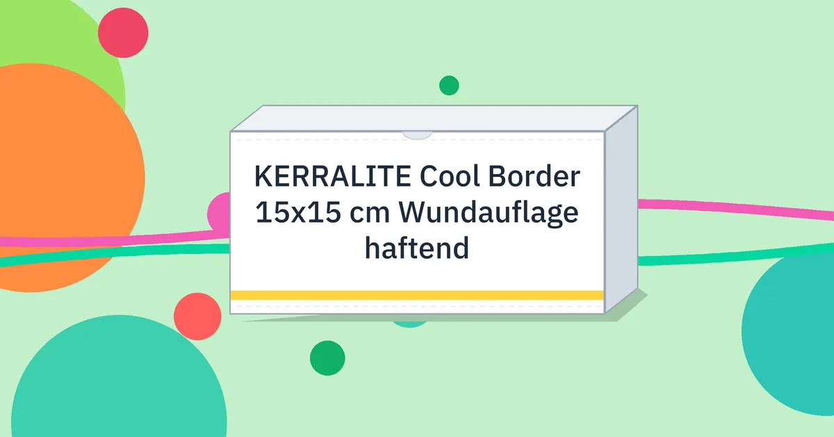 Symbolbild: Packung mit der Aufschrift KERRALITE Cool Border 15x15 cm Wundauflage haftend (PZN 18055361) – Verfügbarkeit und Bezug in Apotheken in Frankfurt am Main