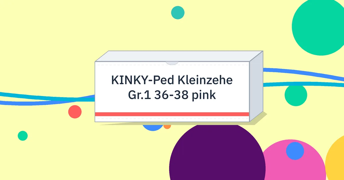 Symbolbild: Packung mit der Aufschrift KINKY-Ped Kleinzehe Gr.1 36-38 pink (PZN 11241439) – Verfügbarkeit und Bezug in Apotheken in Frankfurt am Main
