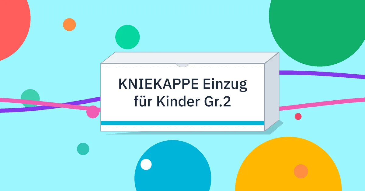 Symbolbild: Packung mit der Aufschrift KNIEKAPPE Einzug für Kinder Gr.2 (PZN 01738618) – Verfügbarkeit und Bezug in Apotheken in Frankfurt am Main