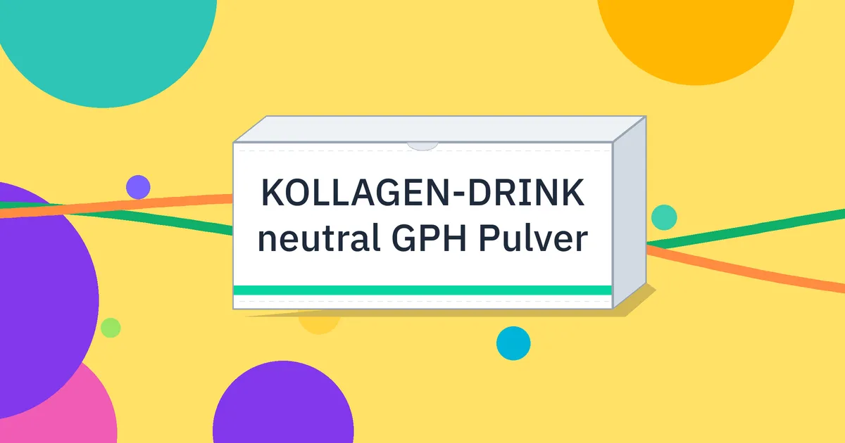 Symbolbild: Packung mit der Aufschrift KOLLAGEN-DRINK neutral GPH Pulver (PZN 20806863) – Verfügbarkeit und Bezug in Apotheken in Frankfurt am Main