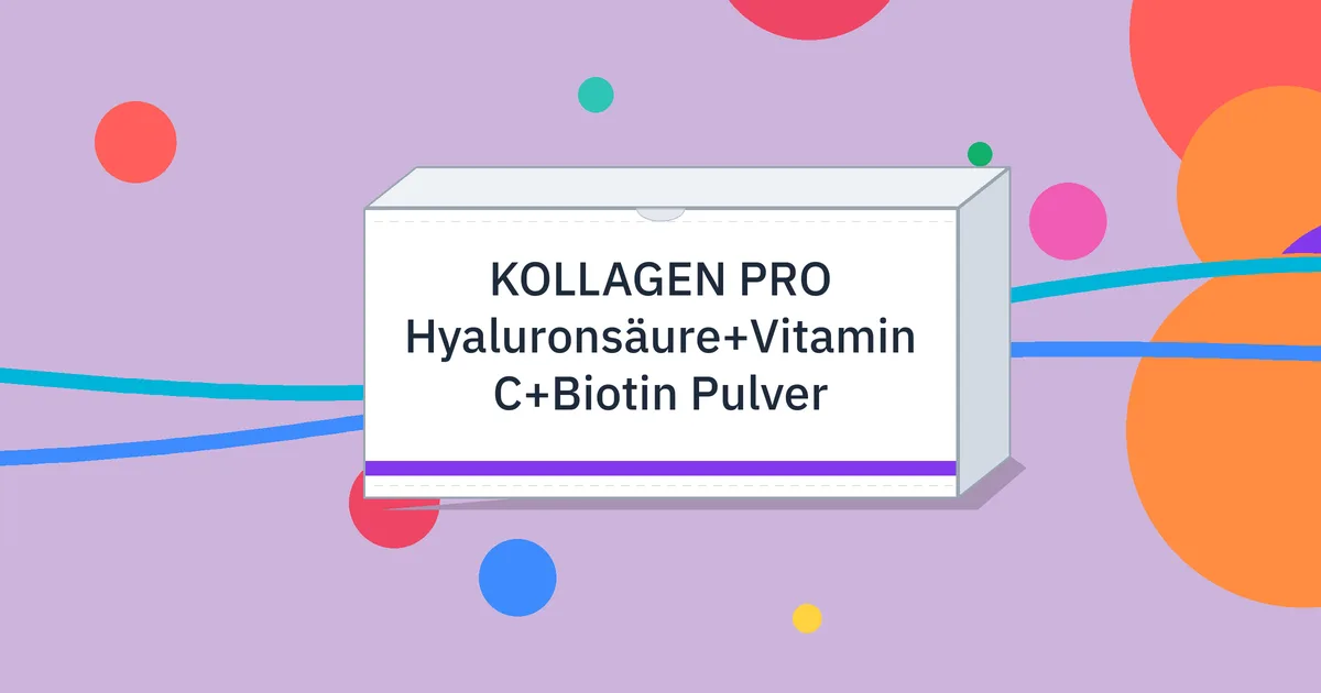 Symbolbild: Packung mit der Aufschrift KOLLAGEN PRO Hyaluronsäure+Vitamin C+Biotin Pulver (PZN 20540709) – Verfügbarkeit und Bezug in Apotheken in Frankfurt am Main