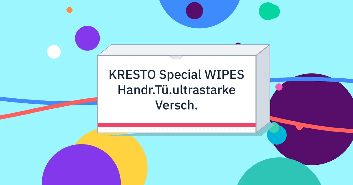 Symbolbild: Packung mit der Aufschrift KRESTO Special WIPES Handr.Tü.ultrastarke Versch. (PZN 11686555) – Verfügbarkeit und Bezug in Apotheken in Frankfurt am Main