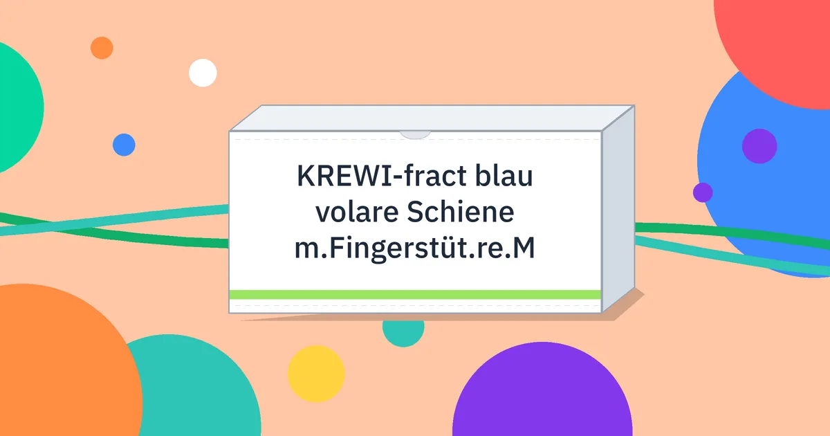 Symbolbild: Packung mit der Aufschrift KREWI-fract blau volare Schiene m.Fingerstüt.re.M (PZN 17299606) – Verfügbarkeit und Bezug in Apotheken in Frankfurt am Main