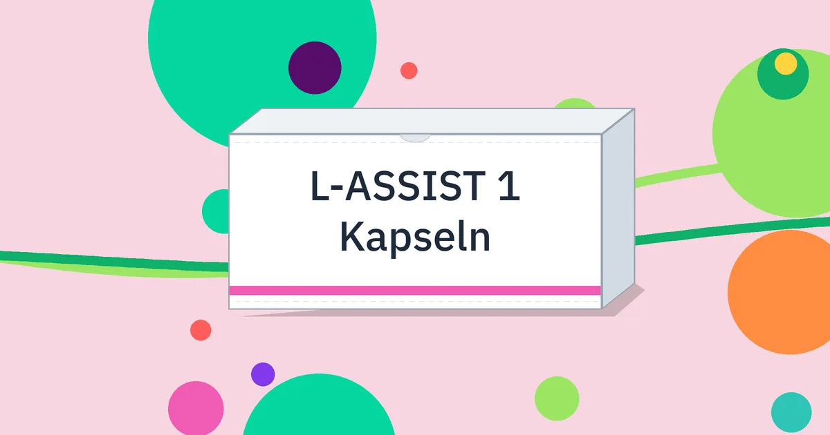 Symbolbild: Packung mit der Aufschrift L-ASSIST 1 Kapseln (PZN 12341769) – Verfügbarkeit und Bezug in Apotheken in Frankfurt am Main