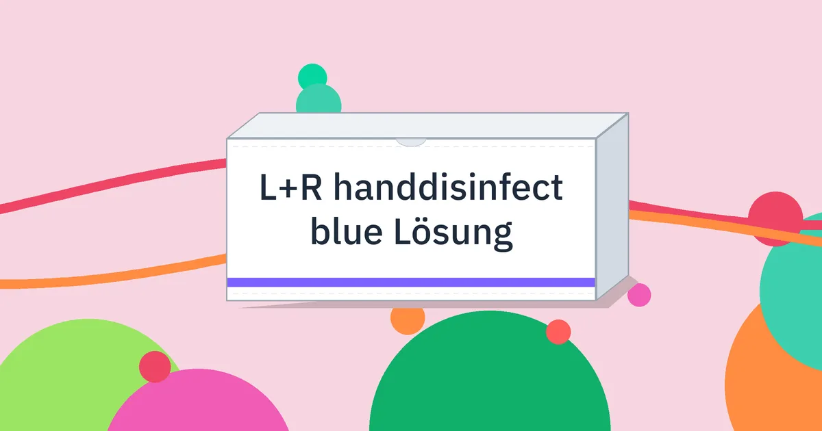 Symbolbild: Packung mit der Aufschrift L+R handdisinfect blue Lösung (PZN 12370564) – Verfügbarkeit und Bezug in Apotheken in Frankfurt am Main