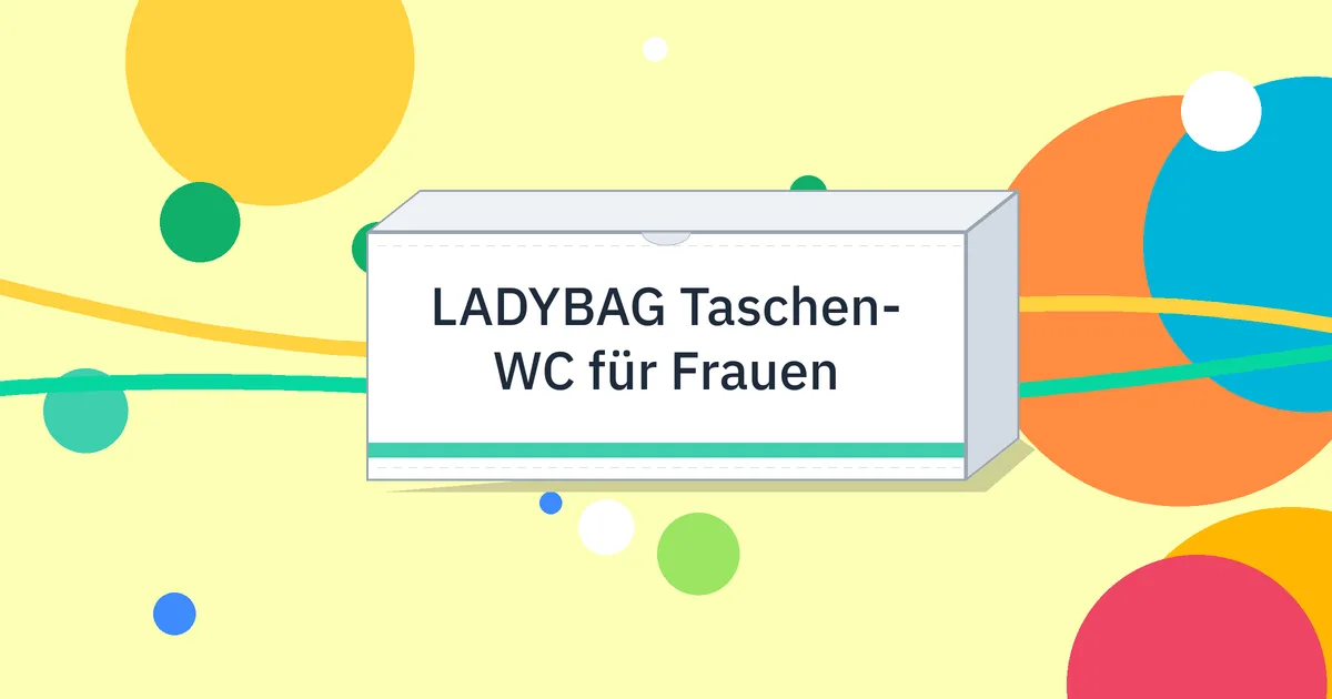 Symbolbild: Packung mit der Aufschrift LADYBAG Taschen-WC für Frauen (PZN 10074672) – Verfügbarkeit und Bezug in Apotheken in Frankfurt am Main