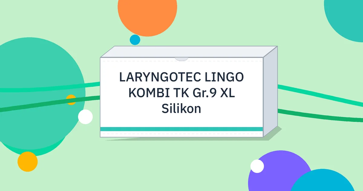 Symbolbild: Packung mit der Aufschrift LARYNGOTEC LINGO KOMBI TK Gr.9 XL Silikon (PZN 03311396) – Verfügbarkeit und Bezug in Apotheken in Frankfurt am Main