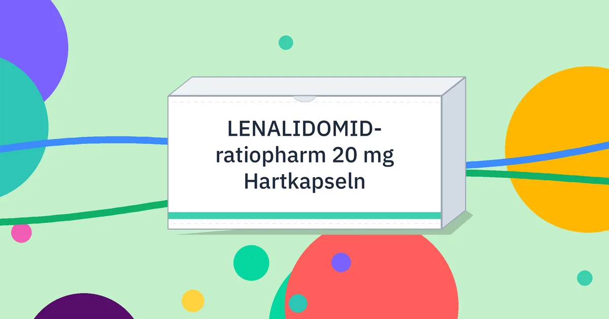 Symbolbild: Packung mit der Aufschrift LENALIDOMID-ratiopharm 20 mg Hartkapseln (PZN 17216879) – Verfügbarkeit und Bezug in Apotheken in Frankfurt am Main