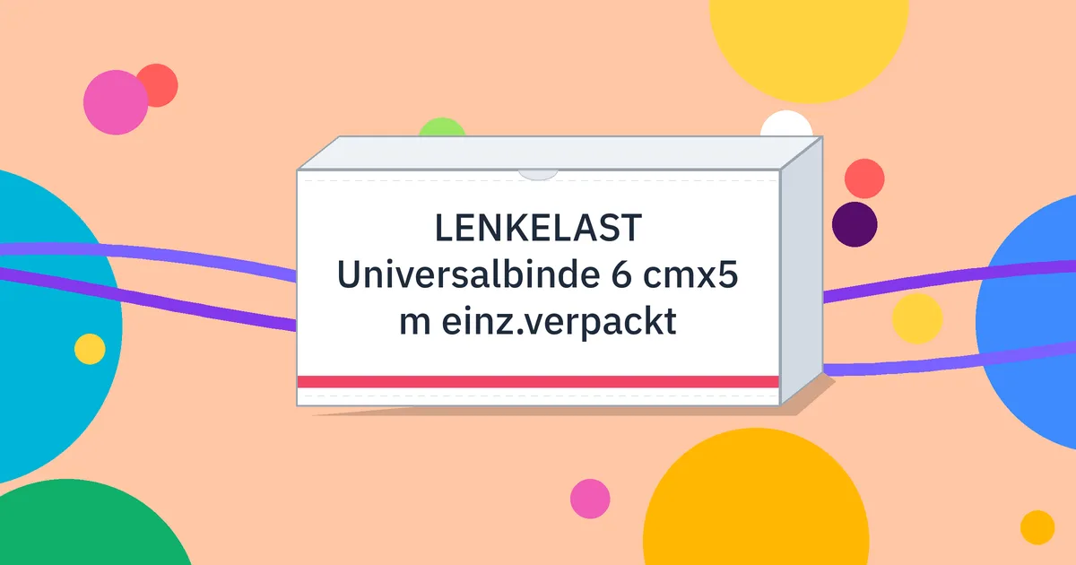 Symbolbild: Packung mit der Aufschrift LENKELAST Universalbinde 6 cmx5 m einz.verpackt (PZN 10931550) – Verfügbarkeit und Bezug in Apotheken in Frankfurt am Main