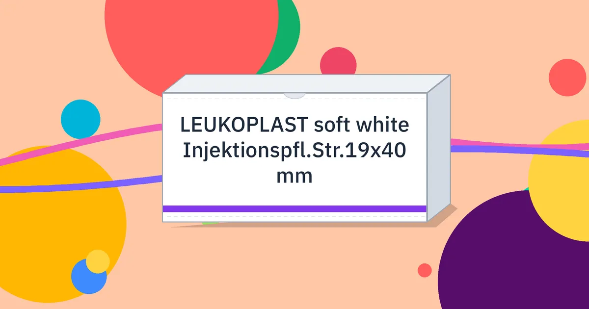 Symbolbild: Packung mit der Aufschrift LEUKOPLAST soft white Injektionspfl.Str.19x40 mm (PZN 19065189) – Verfügbarkeit und Bezug in Apotheken in Frankfurt am Main