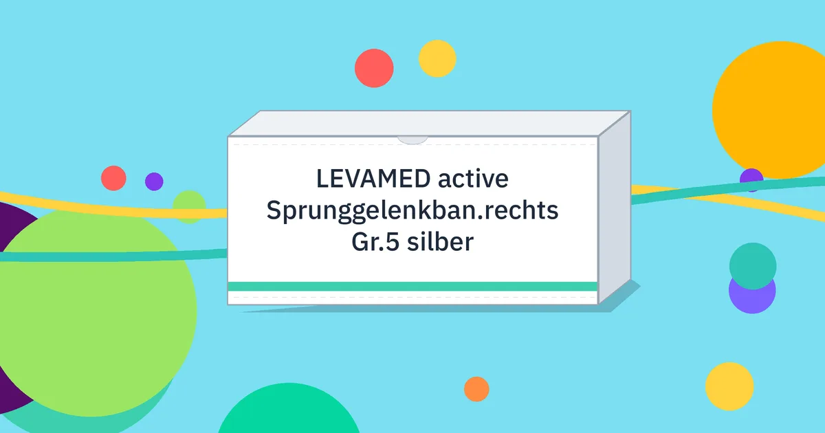 Symbolbild: Packung mit der Aufschrift LEVAMED active Sprunggelenkban.rechts Gr.5 silber (PZN 15294585) – Verfügbarkeit und Bezug in Apotheken in Frankfurt am Main