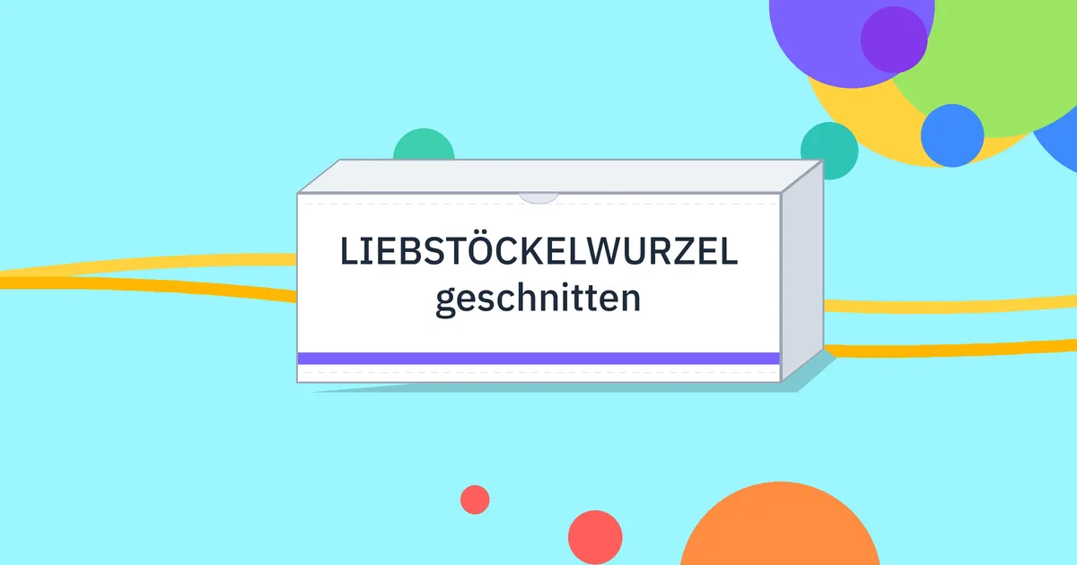 Symbolbild: Packung mit der Aufschrift LIEBSTÖCKELWURZEL geschnitten (PZN 14031530) – Verfügbarkeit und Bezug in Apotheken in Frankfurt am Main