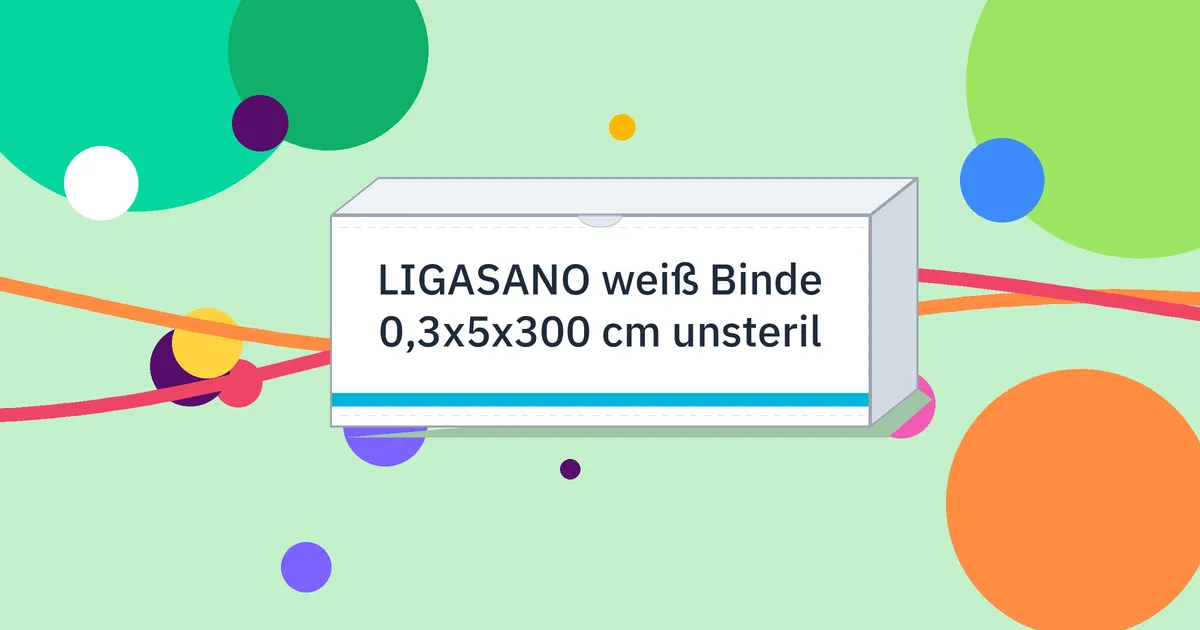 Symbolbild: Packung mit der Aufschrift LIGASANO weiß Binde 0,3x5x300 cm unsteril (PZN 17251717) – Verfügbarkeit und Bezug in Apotheken in Frankfurt am Main