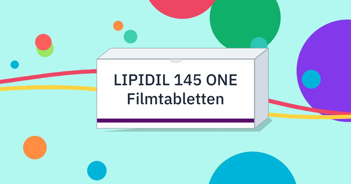 Symbolbild: Packung mit der Aufschrift LIPIDIL 145 ONE Filmtabletten (PZN 16397838) – Verfügbarkeit und Bezug in Apotheken in Frankfurt am Main