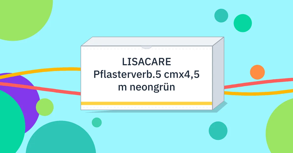 Symbolbild: Packung mit der Aufschrift LISACARE Pflasterverb.5 cmx4,5 m neongrün (PZN 17891960) – Verfügbarkeit und Bezug in Apotheken in Frankfurt am Main
