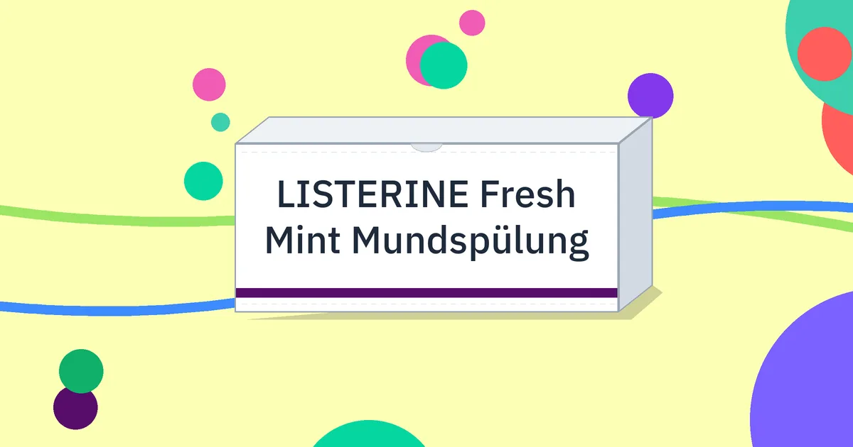 Symbolbild: Packung mit der Aufschrift LISTERINE Fresh Mint Mundspülung (PZN 18754403) – Verfügbarkeit und Bezug in Apotheken in Frankfurt am Main