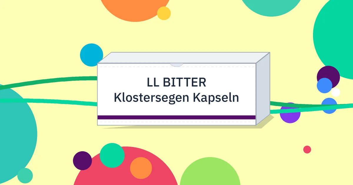 Symbolbild: Packung mit der Aufschrift LL BITTER Klostersegen Kapseln (PZN 19432185) – Verfügbarkeit und Bezug in Apotheken in Frankfurt am Main