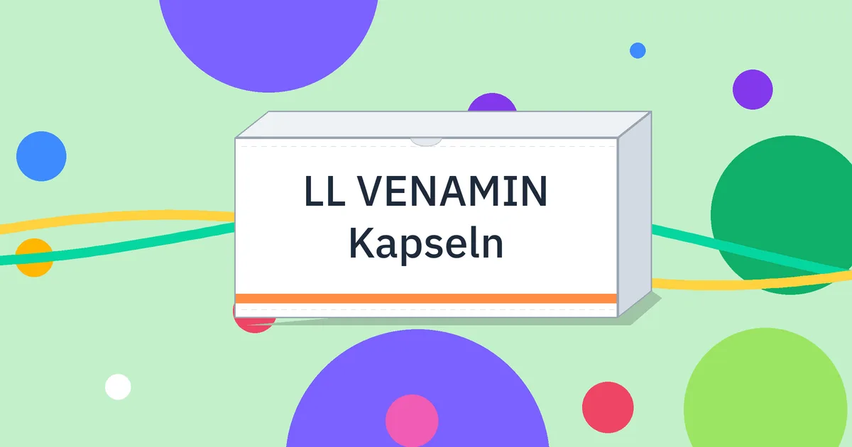 Symbolbild: Packung mit der Aufschrift LL VENAMIN Kapseln (PZN 19794586) – Verfügbarkeit und Bezug in Apotheken in Frankfurt am Main