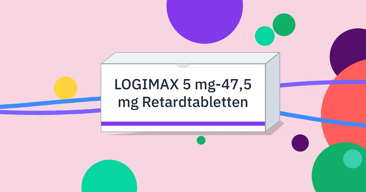 Symbolbild: Packung mit der Aufschrift LOGIMAX 5 mg-47,5 mg Retardtabletten (PZN 19823537) – Verfügbarkeit und Bezug in Apotheken in Frankfurt am Main