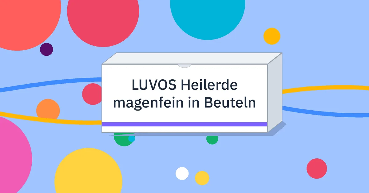 Symbolbild: Packung mit der Aufschrift LUVOS Heilerde magenfein in Beuteln (PZN 09724219) – Verfügbarkeit und Bezug in Apotheken in Frankfurt am Main