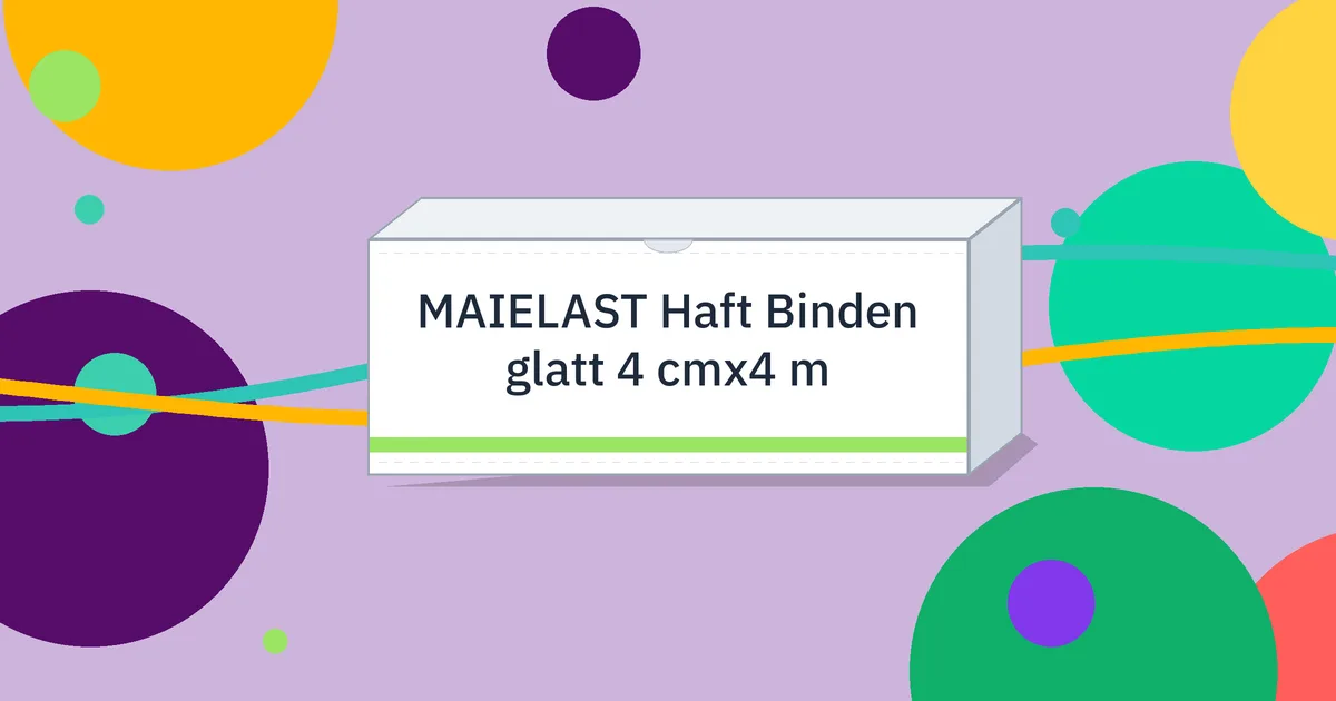Symbolbild: Packung mit der Aufschrift MAIELAST Haft Binden glatt 4 cmx4 m (PZN 00549944) – Verfügbarkeit und Bezug in Apotheken in Frankfurt am Main