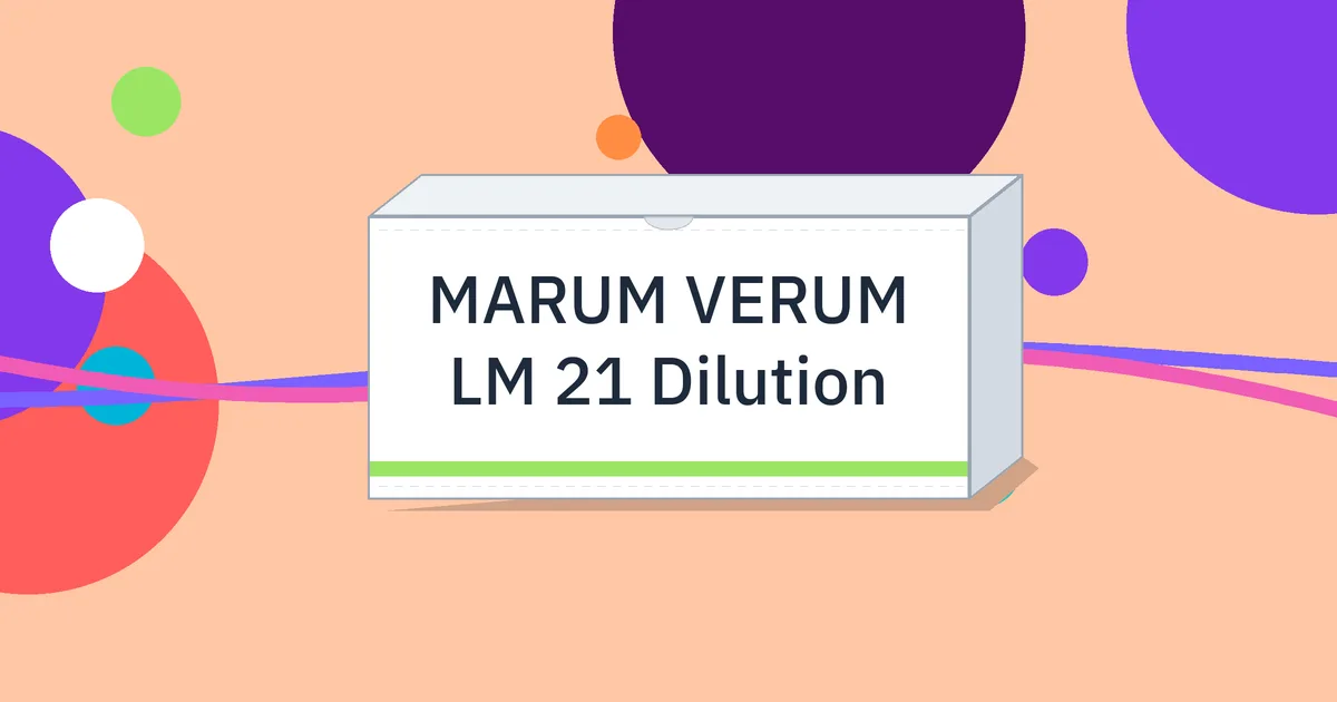 Symbolbild: Packung mit der Aufschrift MARUM VERUM LM 21 Dilution (PZN 12946596) – Verfügbarkeit und Bezug in Apotheken in Frankfurt am Main