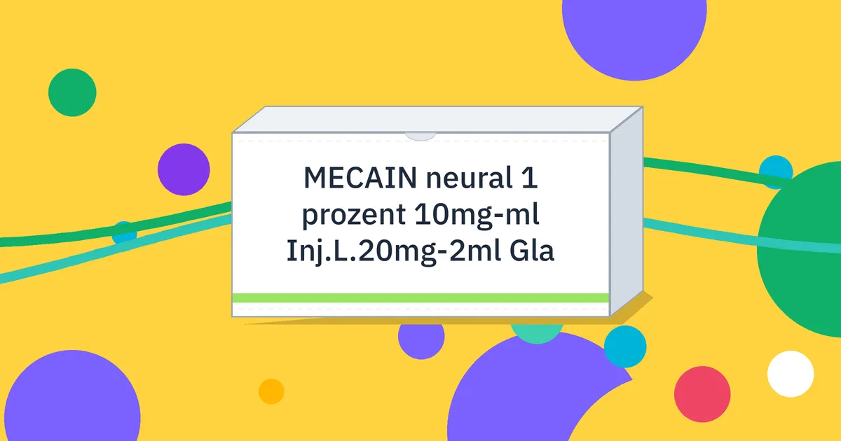 Symbolbild: Packung mit der Aufschrift MECAIN neural 1 prozent 10mg-ml Inj.L.20mg-2ml Gla (PZN 11356384) – Verfügbarkeit und Bezug in Apotheken in Frankfurt am Main