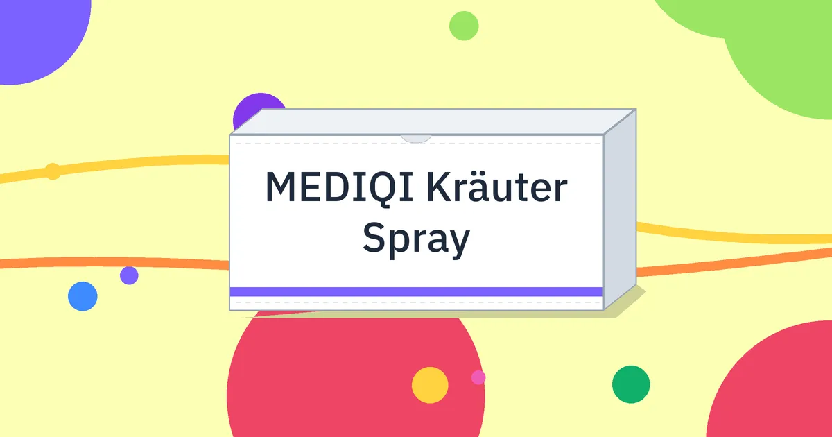 Symbolbild: Packung mit der Aufschrift MEDIQI Kräuter Spray (PZN 13871831) – Verfügbarkeit und Bezug in Apotheken in Frankfurt am Main