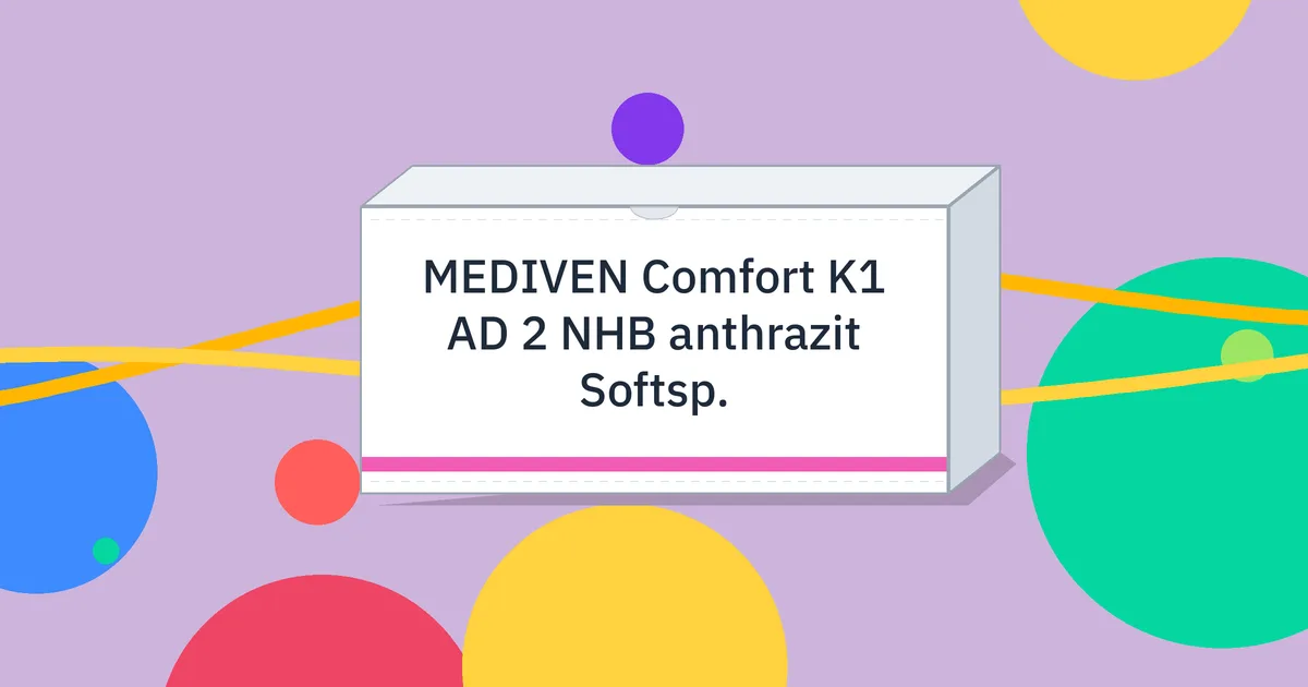 Symbolbild: Packung mit der Aufschrift MEDIVEN Comfort K1 AD 2 NHB anthrazit Softsp. (PZN 14560056) – Verfügbarkeit und Bezug in Apotheken in Frankfurt am Main