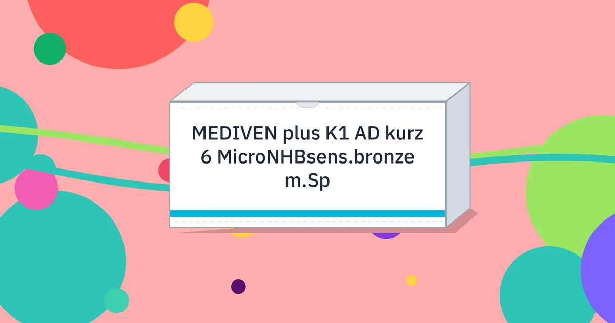 Symbolbild: Packung mit der Aufschrift MEDIVEN plus K1 AD kurz 6 MicroNHBsens.bronze m.Sp (PZN 15907160) – Verfügbarkeit und Bezug in Apotheken in Frankfurt am Main