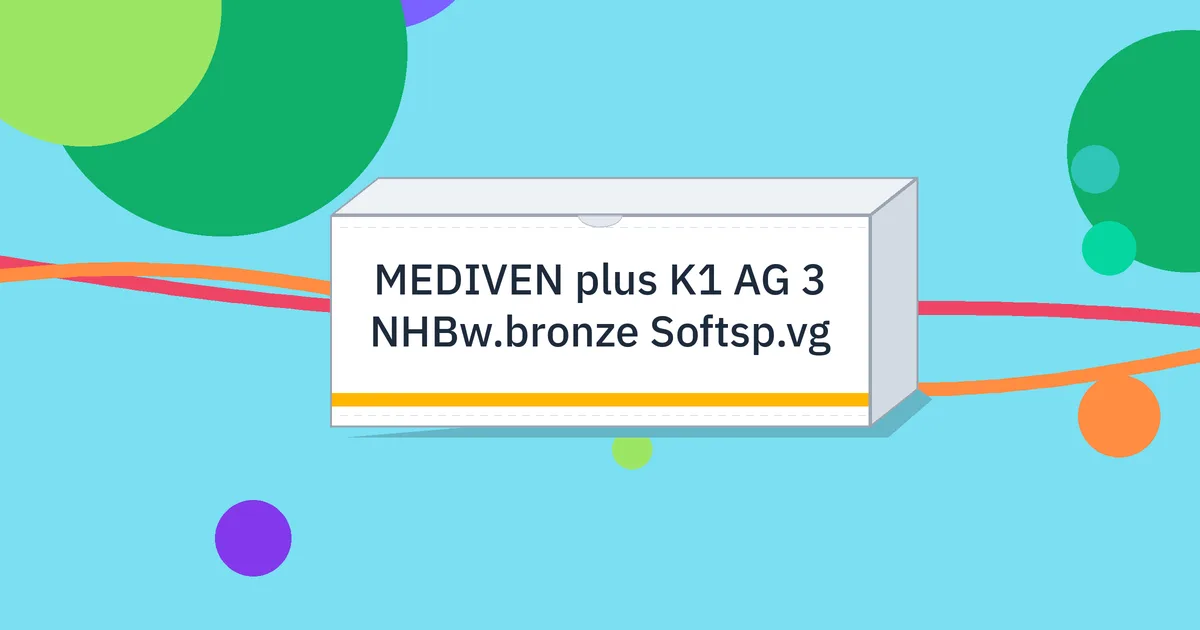 Symbolbild: Packung mit der Aufschrift MEDIVEN plus K1 AG 3 NHBw.bronze Softsp.vg (PZN 15923934) – Verfügbarkeit und Bezug in Apotheken in Frankfurt am Main