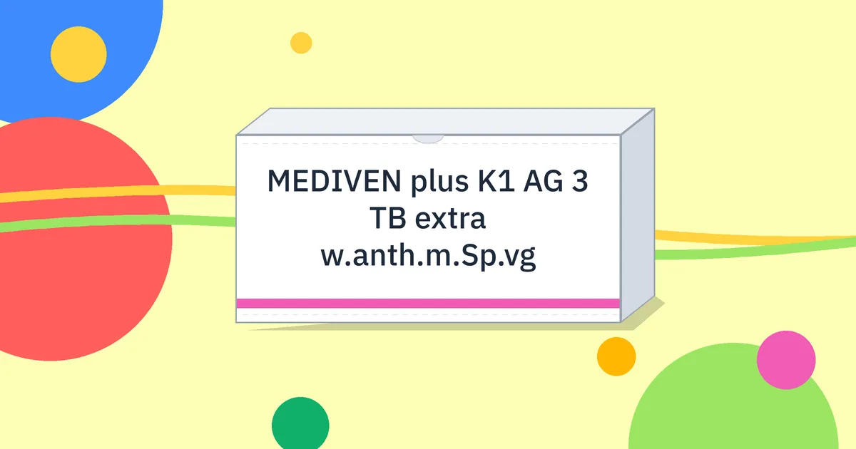 Symbolbild: Packung mit der Aufschrift MEDIVEN plus K1 AG 3 TB extra w.anth.m.Sp.vg (PZN 15066223) – Verfügbarkeit und Bezug in Apotheken in Frankfurt am Main
