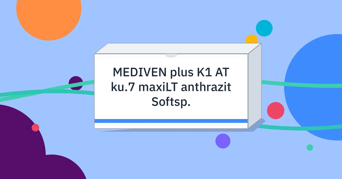 Symbolbild: Packung mit der Aufschrift MEDIVEN plus K1 AT ku.7 maxiLT anthrazit Softsp. (PZN 15068966) – Verfügbarkeit und Bezug in Apotheken in Frankfurt am Main