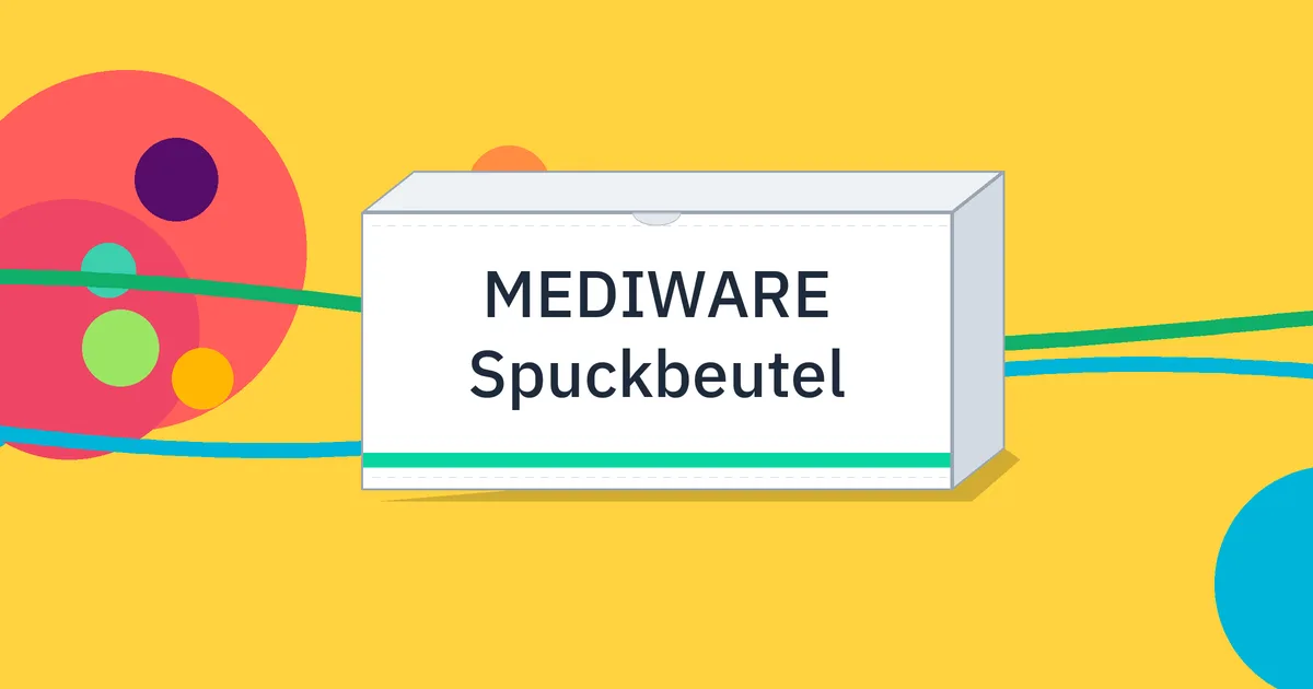 Symbolbild: Packung mit der Aufschrift MEDIWARE Spuckbeutel (PZN 12728959) – Verfügbarkeit und Bezug in Apotheken in Frankfurt am Main