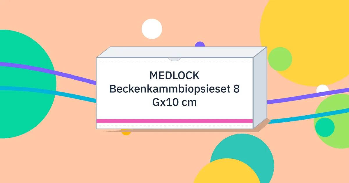 Symbolbild: Packung mit der Aufschrift MEDLOCK Beckenkammbiopsieset 8 Gx10 cm (PZN 19774425) – Verfügbarkeit und Bezug in Apotheken in Frankfurt am Main