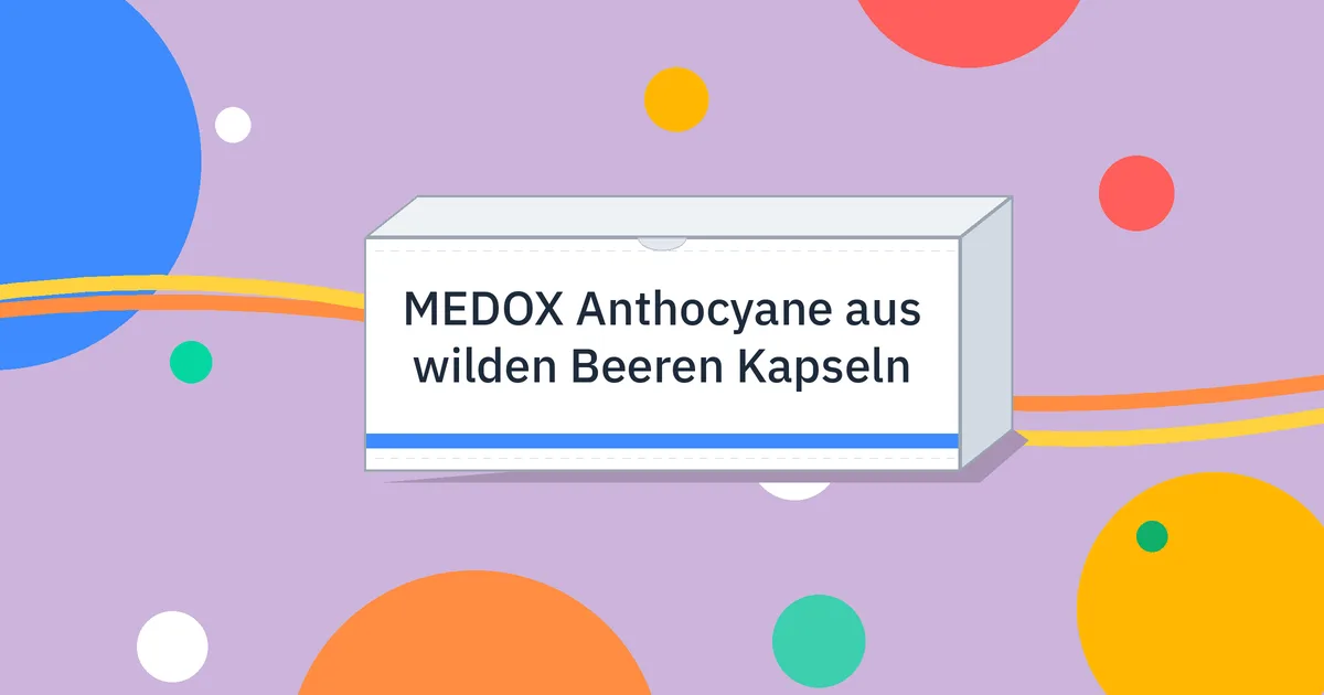 Symbolbild: Packung mit der Aufschrift MEDOX Anthocyane aus wilden Beeren Kapseln (PZN 12895019) – Verfügbarkeit und Bezug in Apotheken in Frankfurt am Main