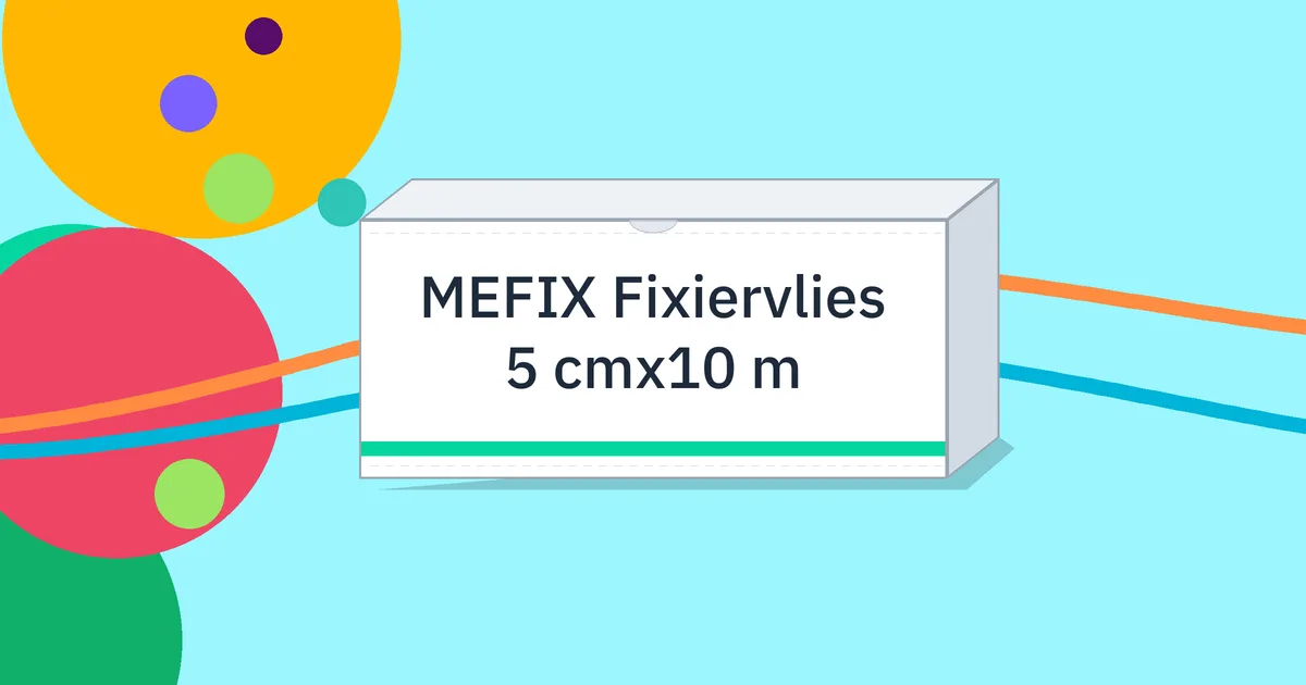 Symbolbild: Packung mit der Aufschrift MEFIX Fixiervlies 5 cmx10 m (PZN 19649039) – Verfügbarkeit und Bezug in Apotheken in Frankfurt am Main